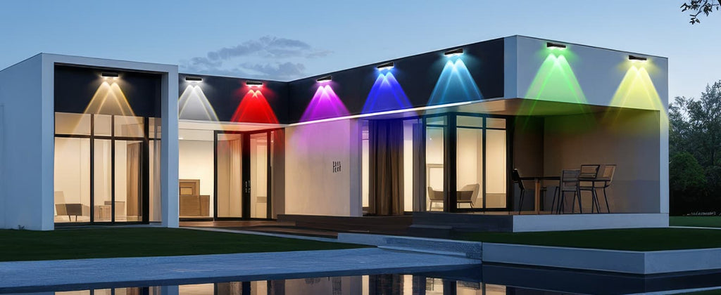 2 Pcs Dual-Head Solar Wall Lights with 9 Color Modes, IP65 Waterproof ...