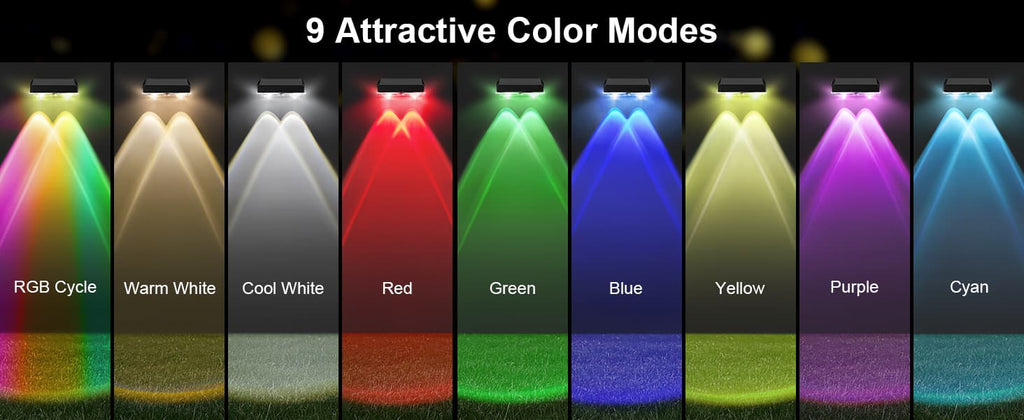2 Pcs Dual-Head Solar Wall Lights with 9 Color Modes, IP65 Waterproof ...